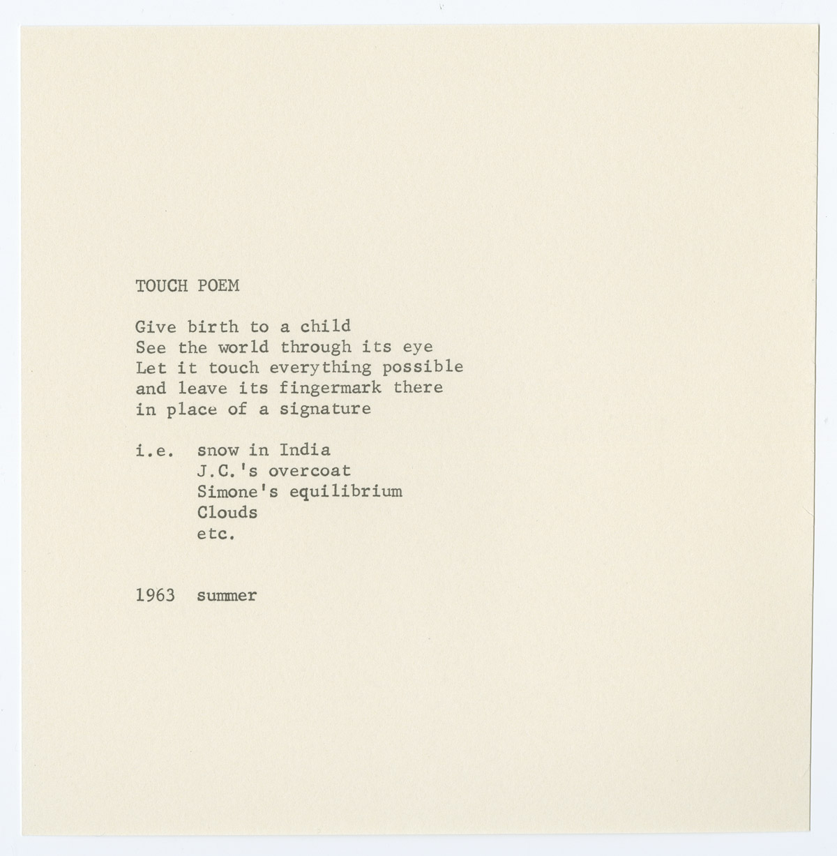 Yoko Ono’s Touch Piece: A Work in Multiple Media, 1960–2009 - ONCURATING